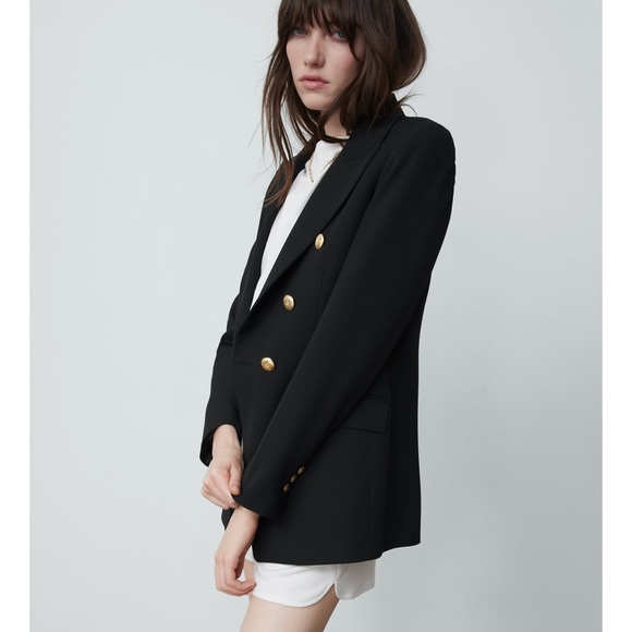 Zara | Jackets & Coats | Zara Double Breasted Blazer Balmain Style ...